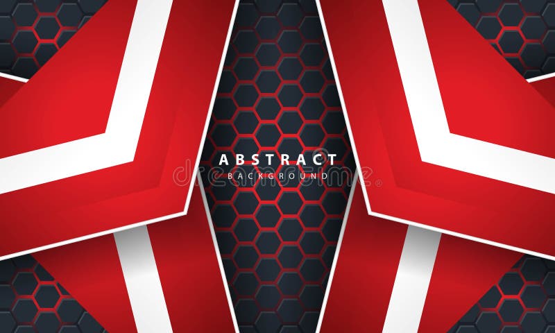 Hexagonal Abstract Dark Background with Red Frame Shape. Stock Vector ...