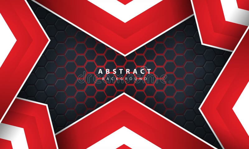 Hexagonal Abstract Dark Background with Red Frame Shape. Stock Vector ...