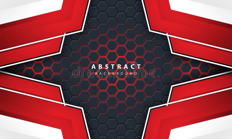 Hexagonal Abstract Dark Background with Red Frame Shape. Stock Vector ...