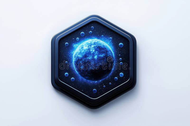 Hexagonal App Icon with Vibrant Bubbles and Geometric Design in a ...