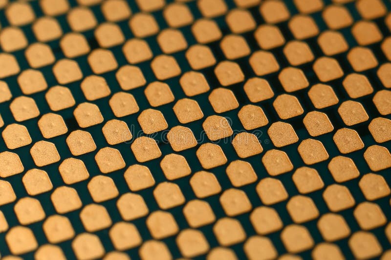 Hexagonal Array of Gold Pads on a Server CPU Backside Stock Image ...
