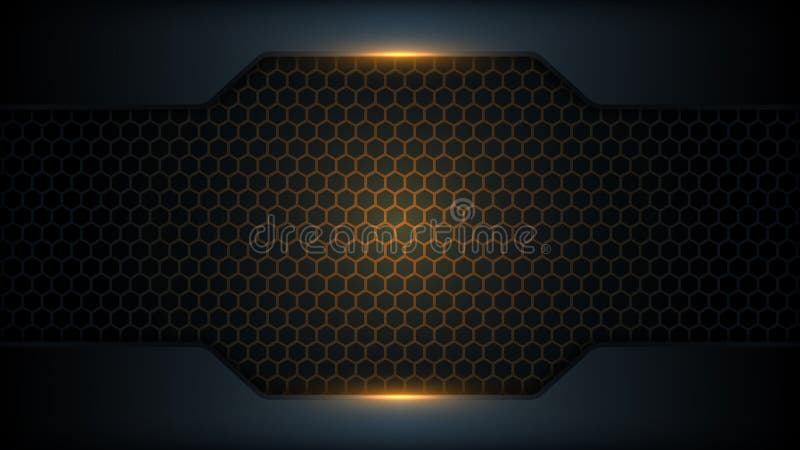Hexagonal Background with Orange Neon Light. Honeycomb, Bees Hive Cells ...