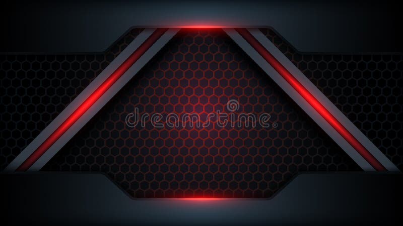 Hexagonal Background with Red Neon Light and Diagonal Stripe. Honeycomb ...