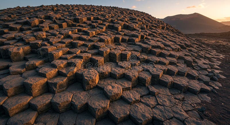 Hexagonal Basalt Columns Create a Striking Landscape in the Image ...