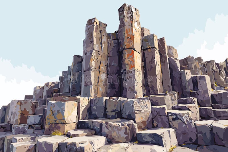 Hexagonal Basalt Columns Isolated Stock Vector - Illustration of ...