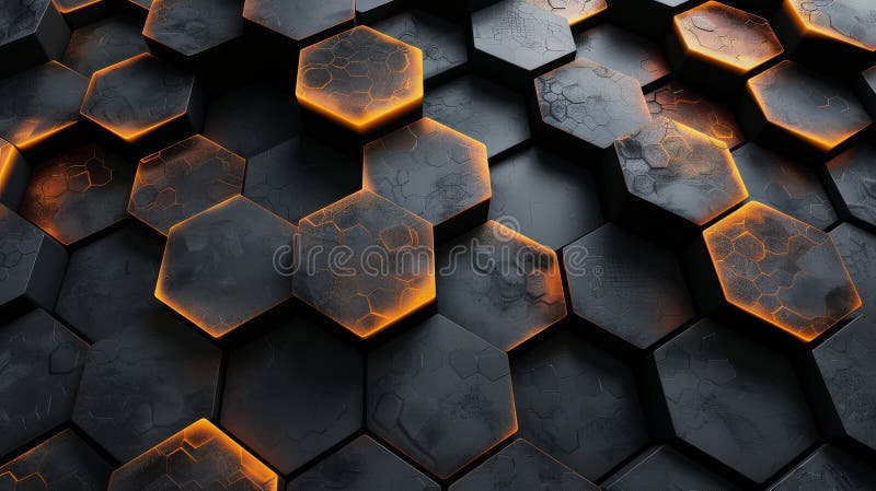 Hexagonal Black and Orange Geometric Texture with Modern Design ...