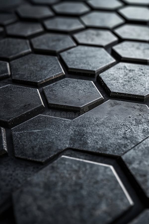 Hexagonal Black Textured Surface with a Modern Industrial Design ...