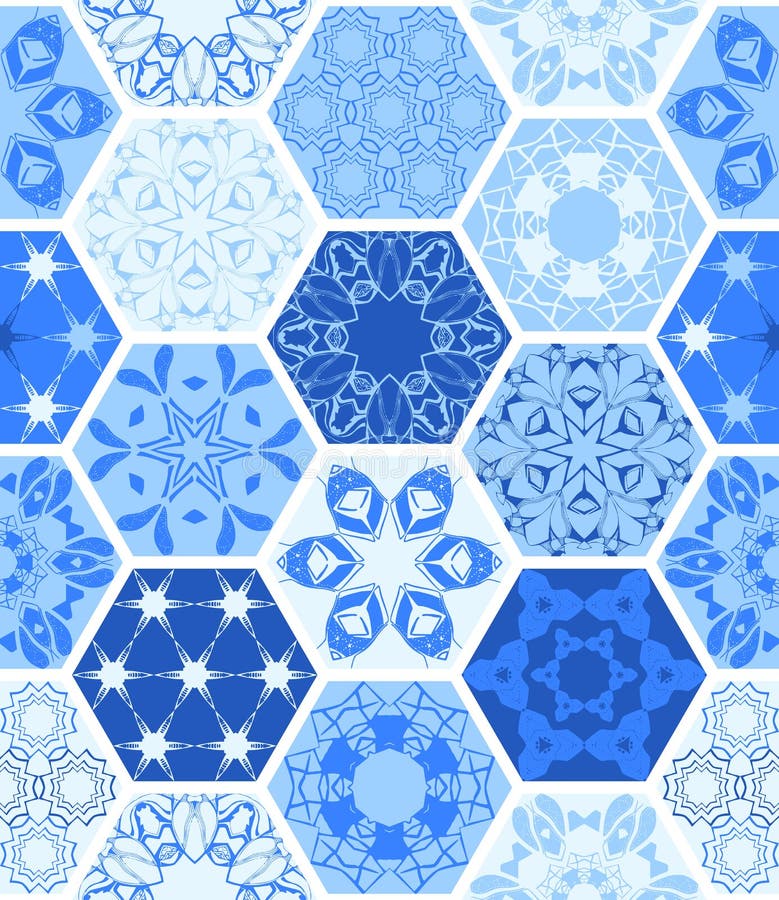 Collection of Hexagonal Templates with Flowers for Ceramic Tile. Stock ...