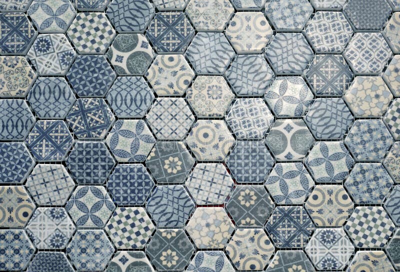 Hexagonal ceramic tiles. stock image. Image of texture - 92528539