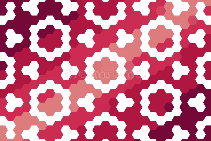 Hexagonal Circle Pattern in Red Maroon with Abstract Hexagon Rings and ...