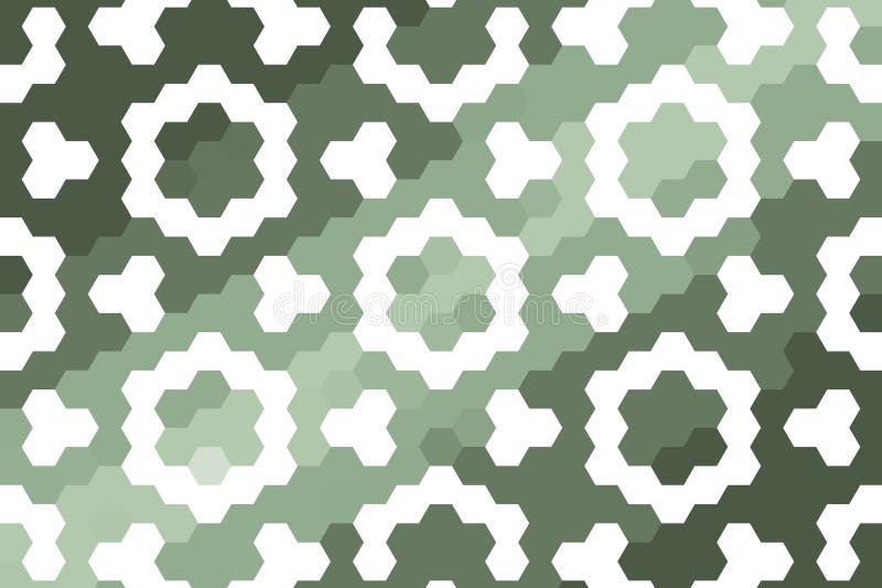 Hexagonal Circle Pattern in Sage Green with Abstract Hexagon Rings and ...