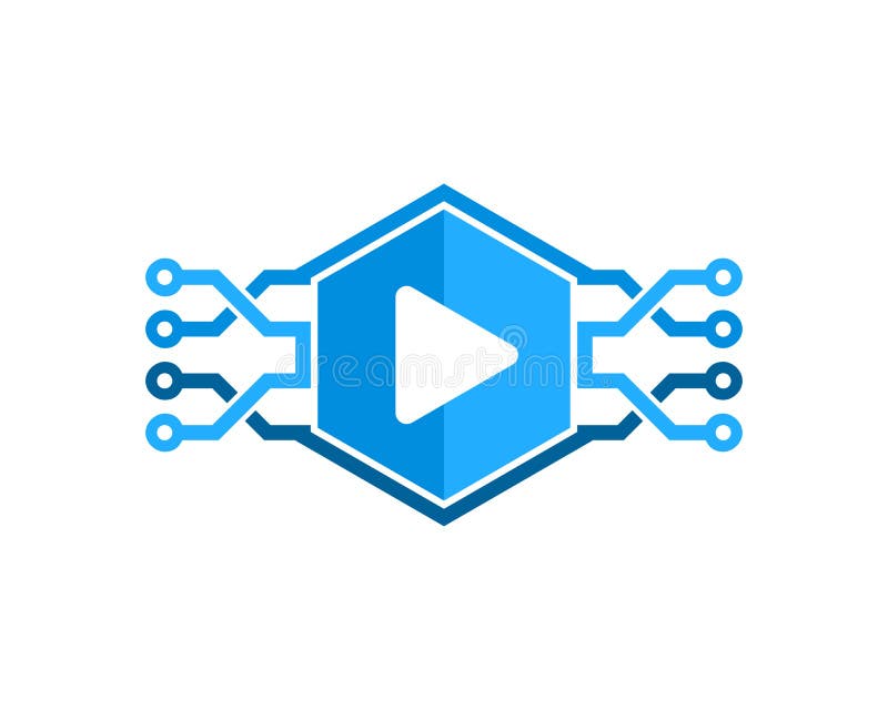 Hexagonal Circuit Technology with Media Play Button Stock Illustration ...