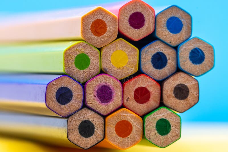 Hexagonal Colored Pencils on Gradient Background Stock Image - Image of ...