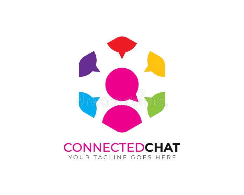 Hexagonal Colorful Chat Bubble Pointing at a Human Figure in the Center ...
