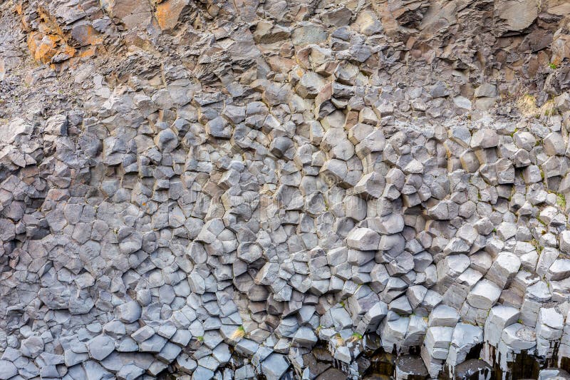 Hexagonal Columnar Joined Basalt Cross-section View in Studlagil Canyon ...