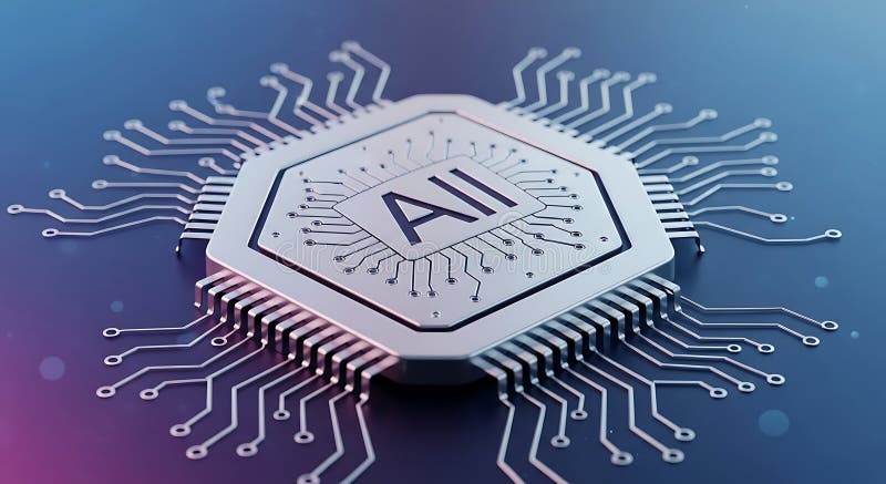 Hexagonal Computer Chip Labeled "AI" at the Center, Representing ...