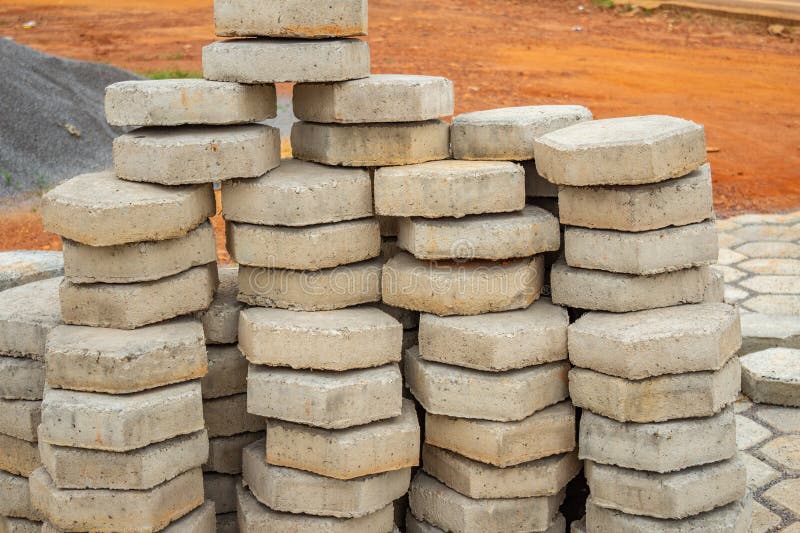 Concrete Blocks Stacked for a Construction Site. Stock Photo - Image of ...