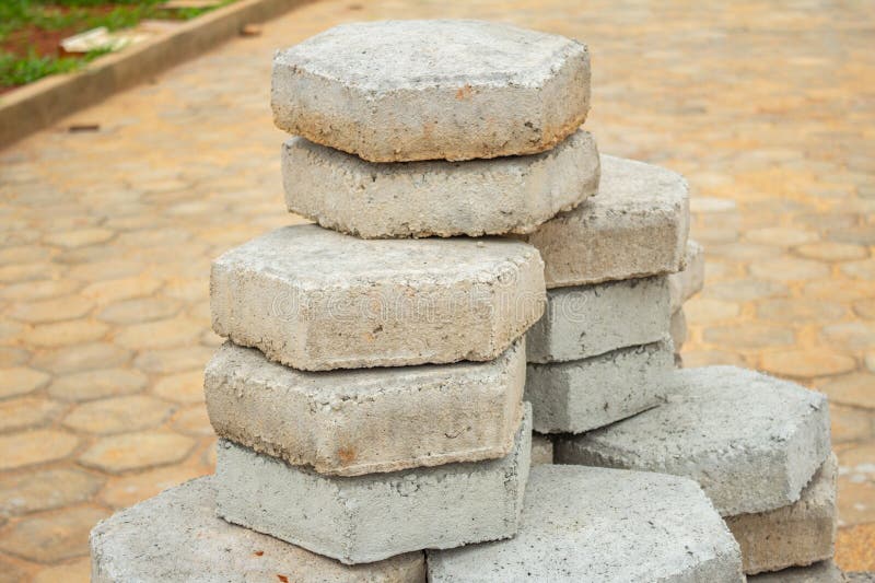 Concrete Blocks Stacked for a Construction Site. Stock Image - Image of ...