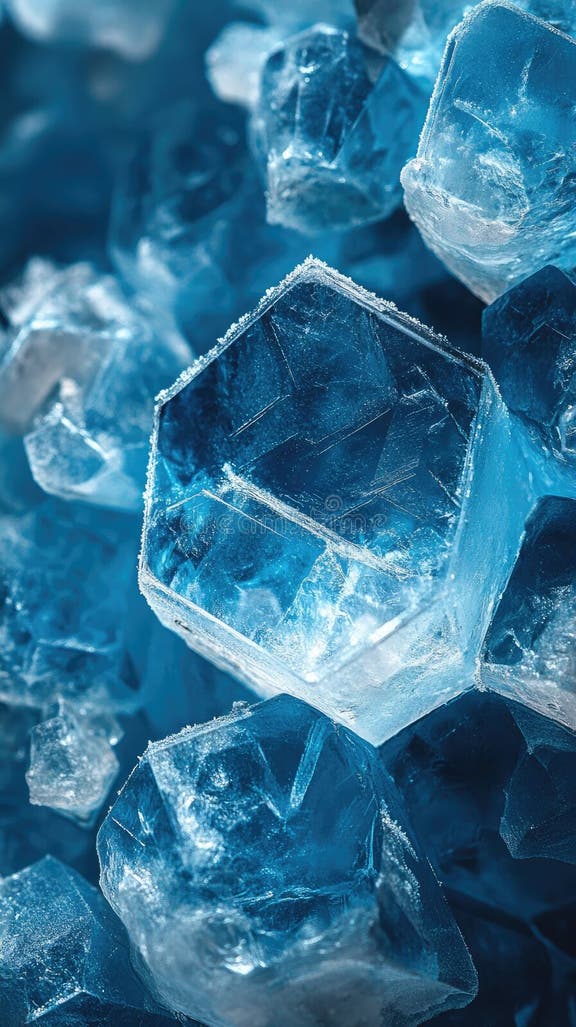 Hexagonal Crystal Ice Texture with Cold Blue Tones for an Elegant ...