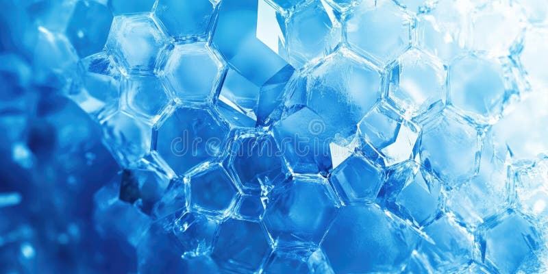 Hexagonal Crystal Ice Texture in Cold Blue and White Tones with Smooth ...