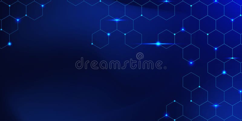Hexagonal Cyberspace Blue Background with Abstract Geometric Design ...