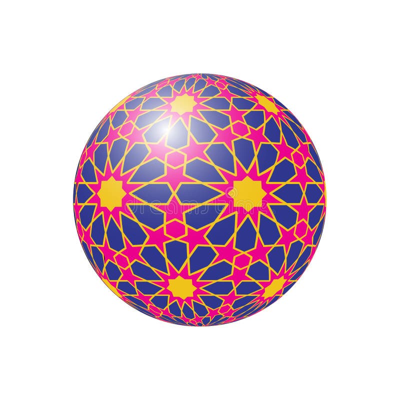 Hexagonal 3d Sphere with Islamic Tessellation Pattern. Vector ...