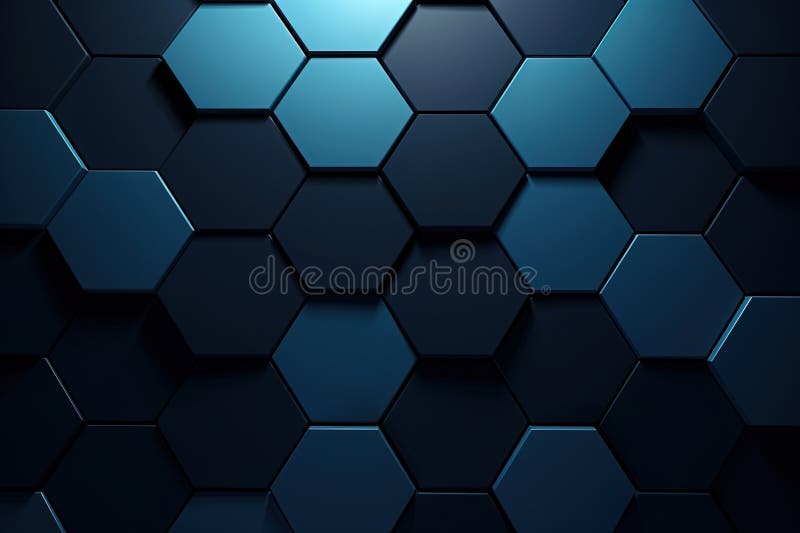 Hexagonal Dark Blue Navy Background Texture Placeholder, Radial Center ...