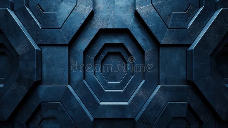 Hexagonal Dark Blue Navy Background Texture Placeholder, Radial Center ...