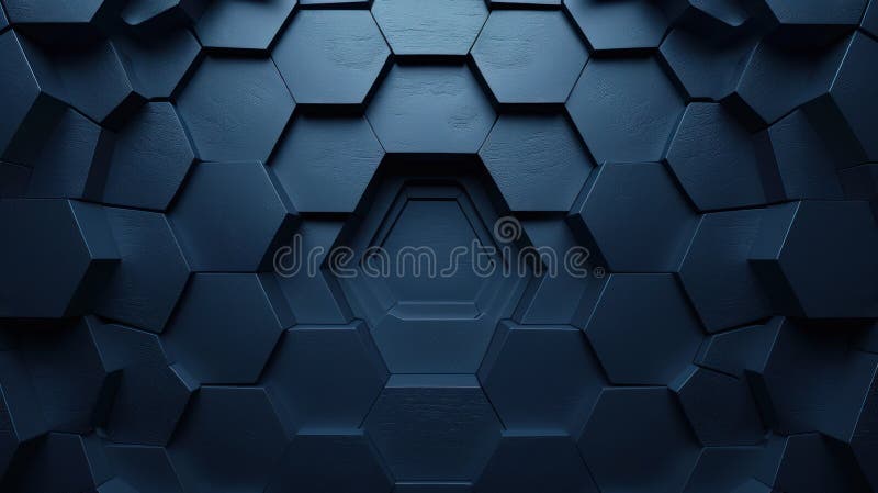 Hexagonal Dark Blue Navy Background Texture Placeholder, Radial Center ...