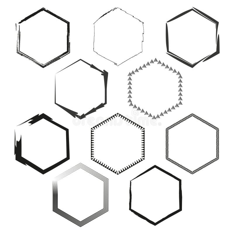 Hexagonal Frame Set. Decorative Border Designs. Vector Graphic ...