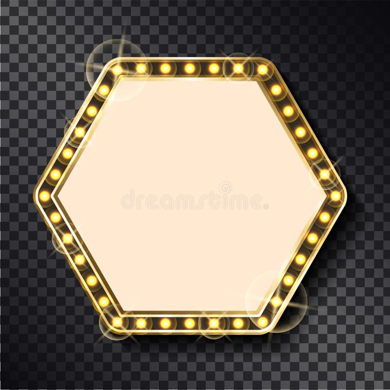 Hexagonal Frame with Shining Borders Retro Style Stock Vector ...
