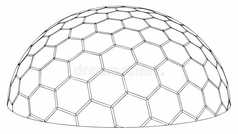 Hexagonal Geodesic Dome, Futuristic Structure, Vector Design Generative ...
