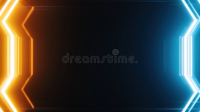 Hexagonal Geometric Frame with Glowing LED Patterns in Vibrant Blue and ...