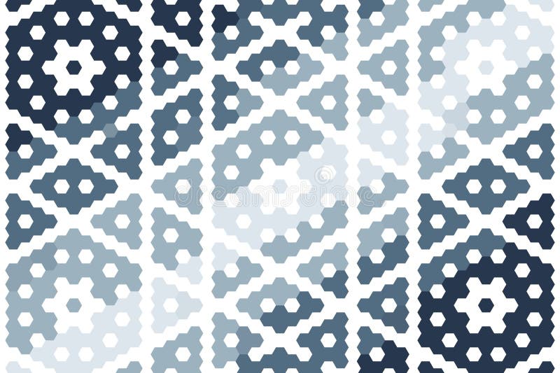 Hexagonal Geometric Pattern in Soft Blue and Navy, Featuring an Abstract Hexagon Mosaic with a ...