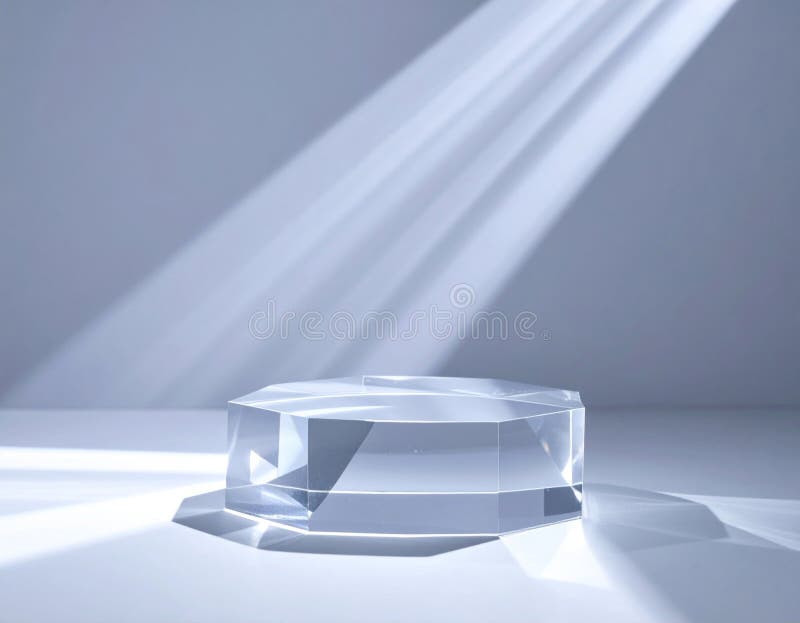Hexagonal Glass Platform with Light Rays Stock Illustration ...