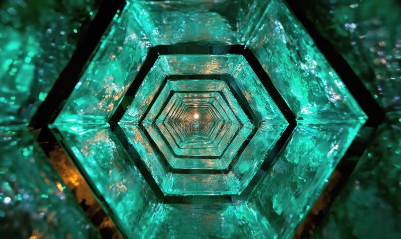 Hexagonal Glass Structure with Mesmerizing Turquoise Illumination ...