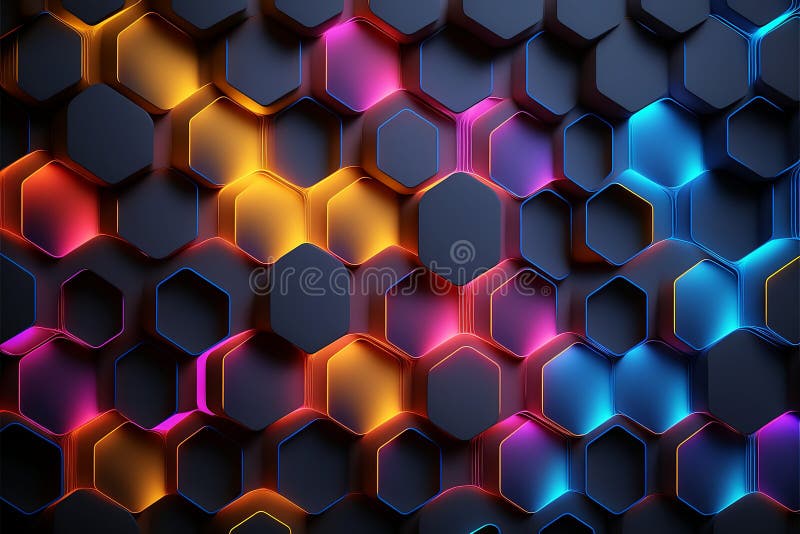 Hexagonal Glowing Background, Futuristic Concept Stock Illustration ...