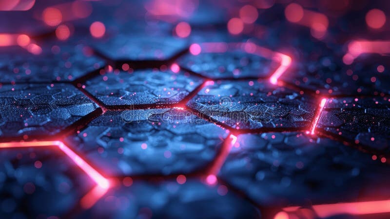 Hexagonal Grid Neon Glowing Technology Concept Stock Illustration ...