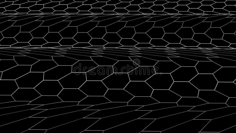 Hexagonal Grid Net Waving Field Landscape Seamless Loop Drawing Motion ...