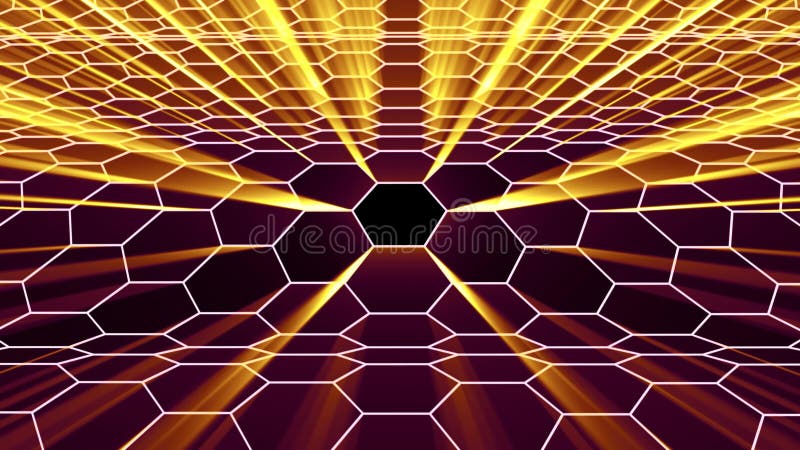 Shiny Hexagonal Grid Net Field Landscape Seamless Loop Drawing Motion ...