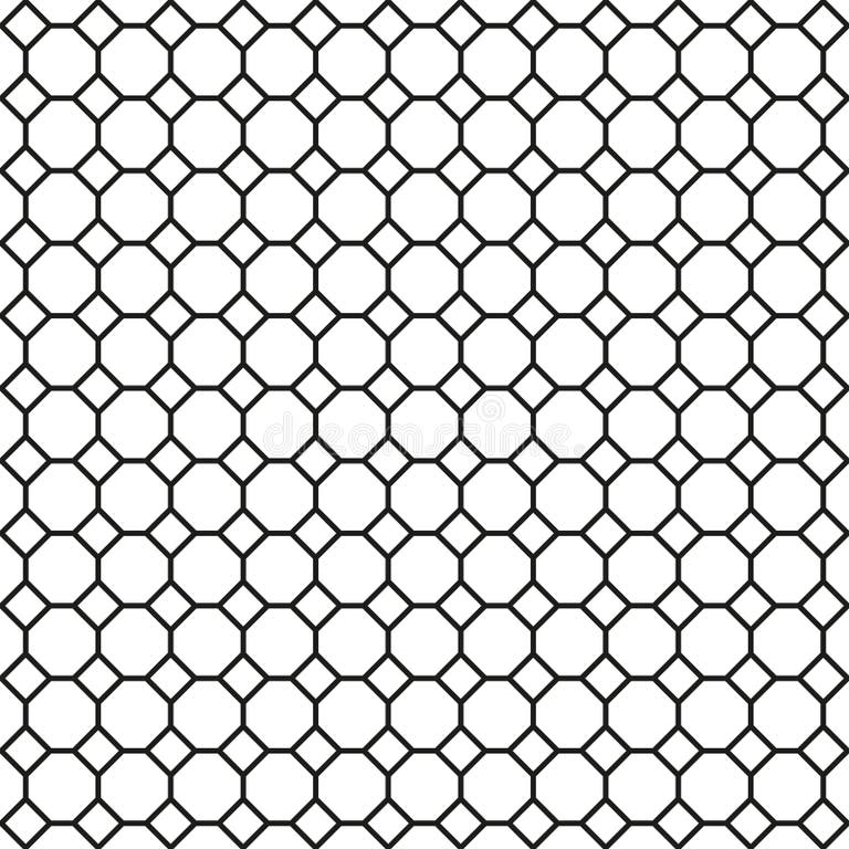 Hexagonal Grid Pattern. Geometric Abstract Texture. Black Outline Network. Repeating Honeycomb ...