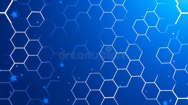 Hexagonal Grid Pattern with Glowing White Outlines on Blue Gradient ...