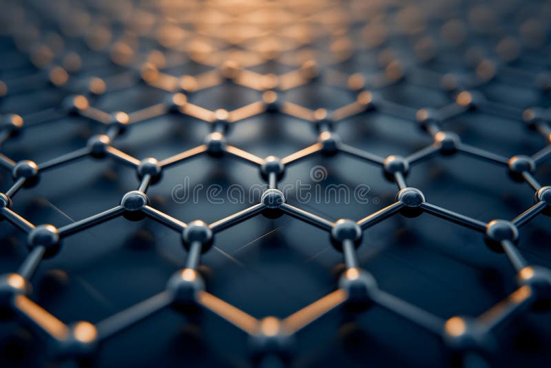 Hexagonal Grid Pattern Of Molecular Structure Of Graphene Stock Image