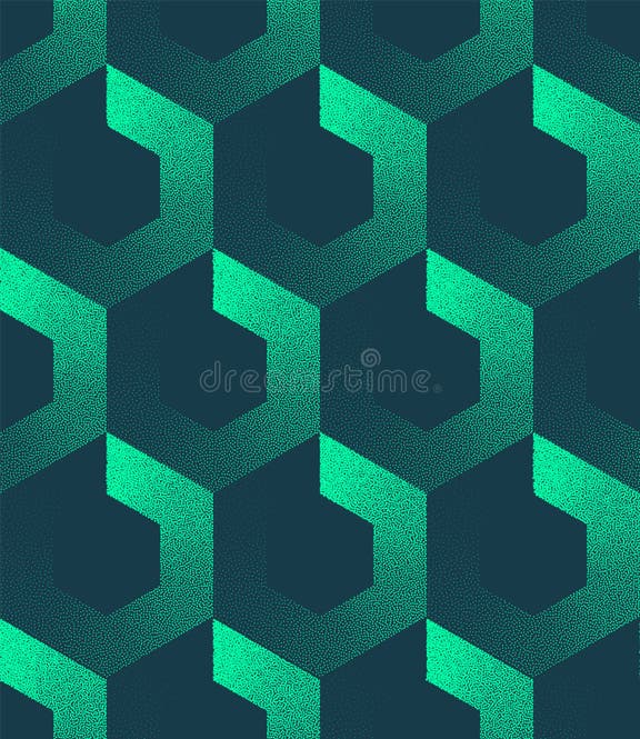 Hexagonal Grid Seamless Pattern Trend Dot Work Vector Turquoise Abstraction Stock Illustration ...