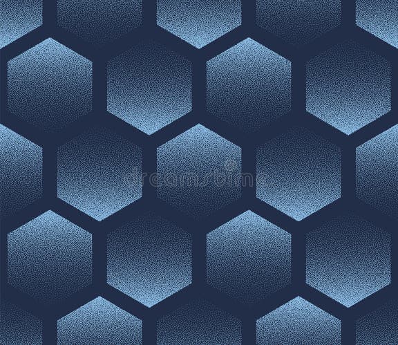 Hexagonal Grid Seamless Pattern Trend Dotwork Vector Blue Abstract Background Stock Vector ...