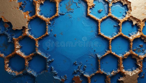 Hexagonal Honeycomb Patterns with Deep Blue and Golden-Brown Textures ...