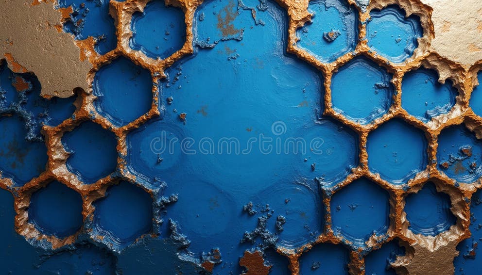 Hexagonal Honeycomb Patterns with Deep Blue and Golden-Brown Textures ...