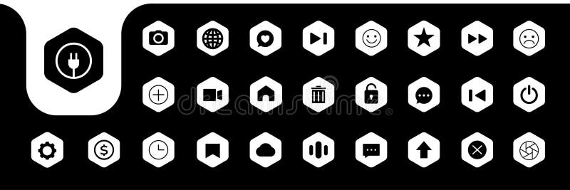 Hexagonal Icon Set Collection Design Vector Stock Vector - Illustration ...