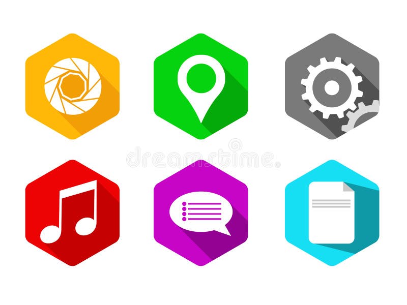 Hexagonal Icon Set stock illustration. Illustration of hexagon - 52190843