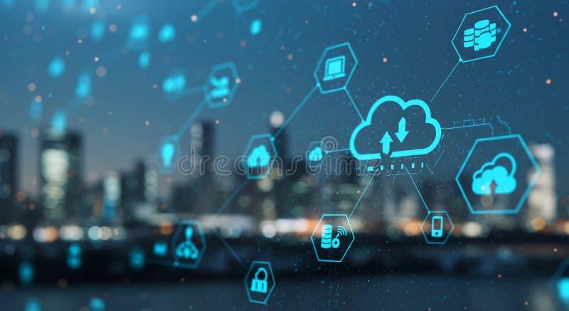 Hexagonal Icons Connected by Lines Depict Cloud Computing and ...
